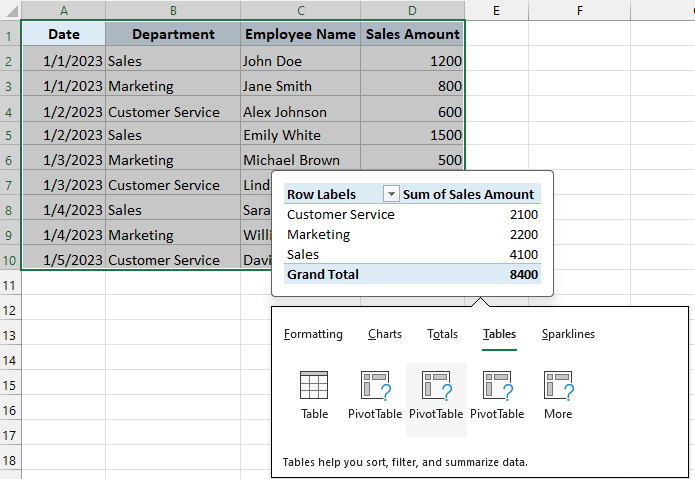 Full Guide For Excels Quick Analysis Tool With Examples 9251